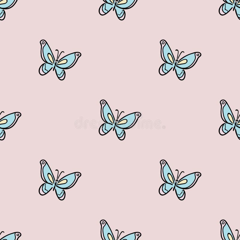 Cute Cartoon Butterfly Pattern, Seamless Vector Tile Stock Illustration ...