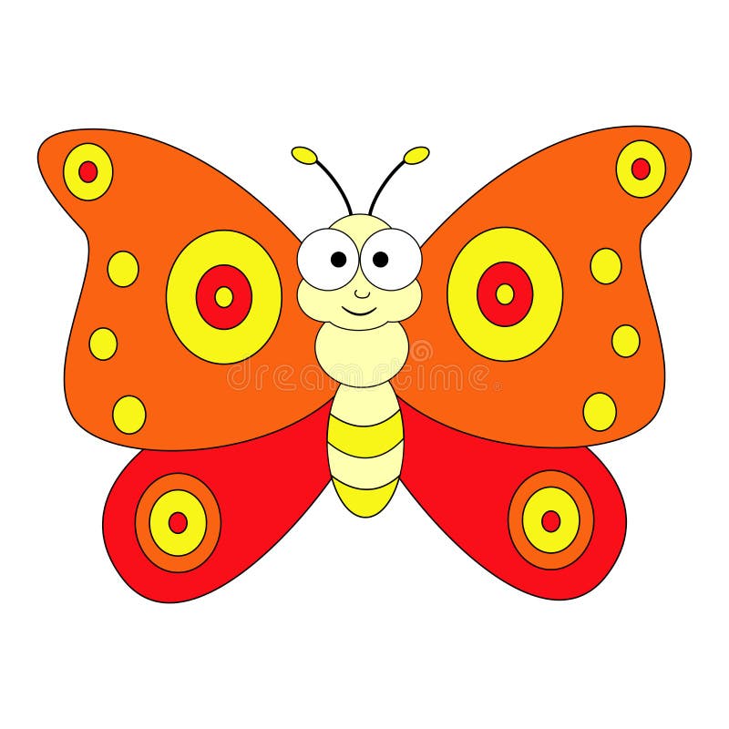 Cute Cartoon Butterfly. Vector Illustration Isolated on White Ba Stock ...