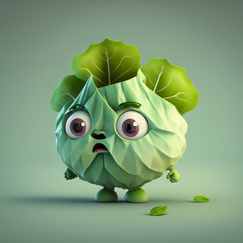Cute Cartoon Cabbage Character, Generative AI Stock Illustration ...