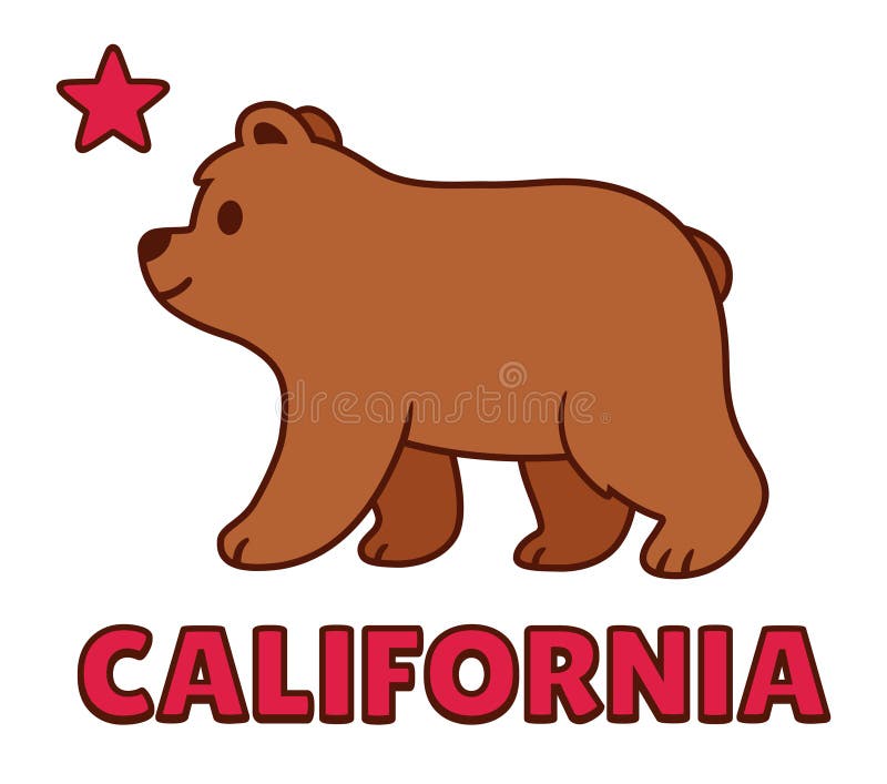 Cute Cartoon California Bear Drawing Stock Vector - Illustration of ...