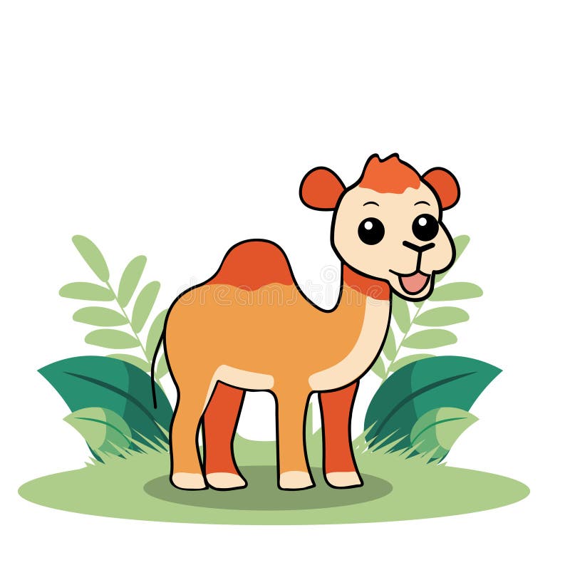 Cute Cartoon Camel Baby Character on Nature Stock Illustration ...
