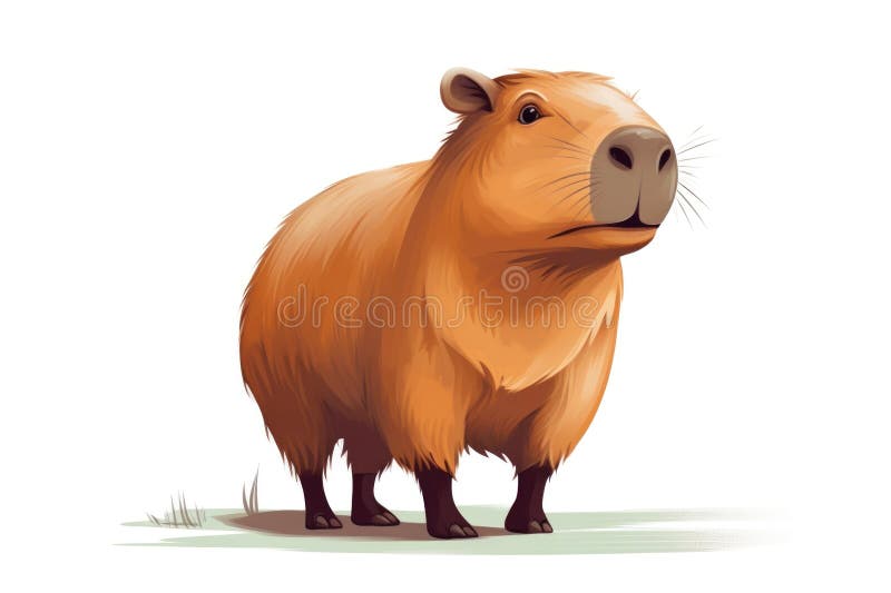 Cartoon Capybara. Cute Semi-aquatic Wild Animal in Natural Habitat ...