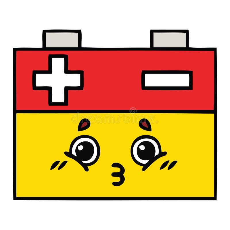 Cute Cartoon of a Car Battery Stock Vector - Illustration of hand ...
