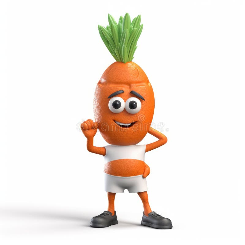 Cute Cartoon Carrot Character, Animated with a Face Stock Illustration ...