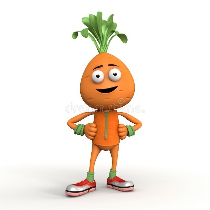 Cute Cartoon Carrot Character, Animated with a Face Stock Illustration ...