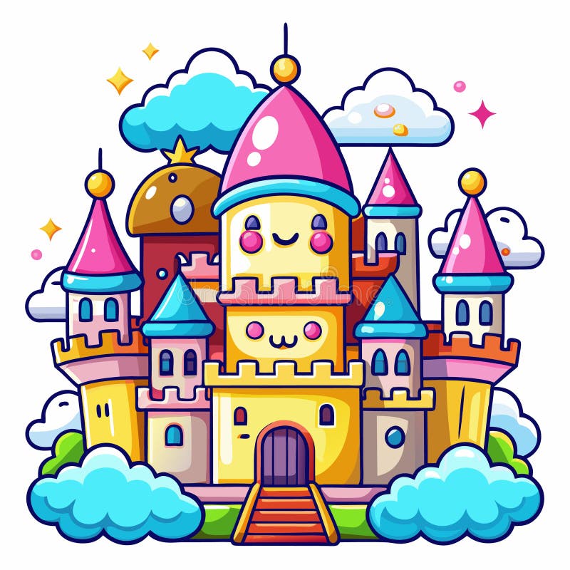 Cute Cartoon Castle Illustration. ( Stock Vector - Illustration of kids ...