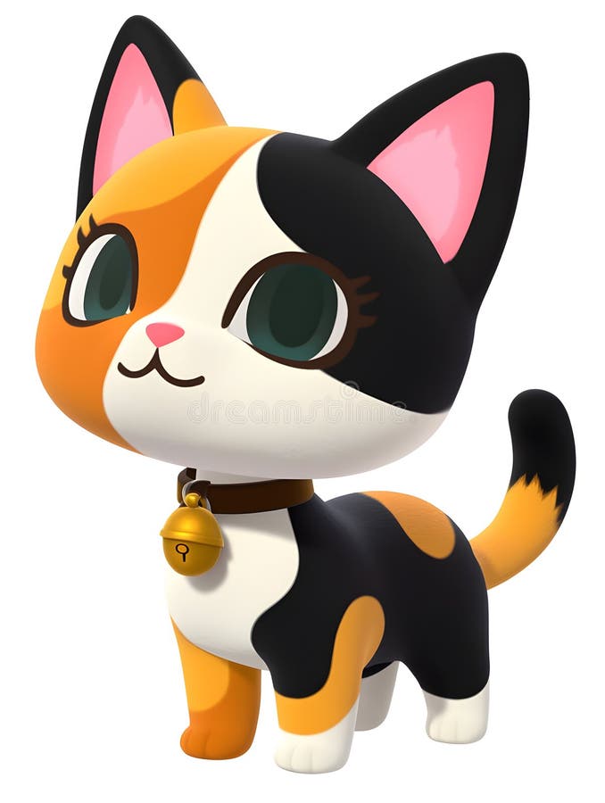 Cute cartoon cat character stock illustration. Illustration of collar ...