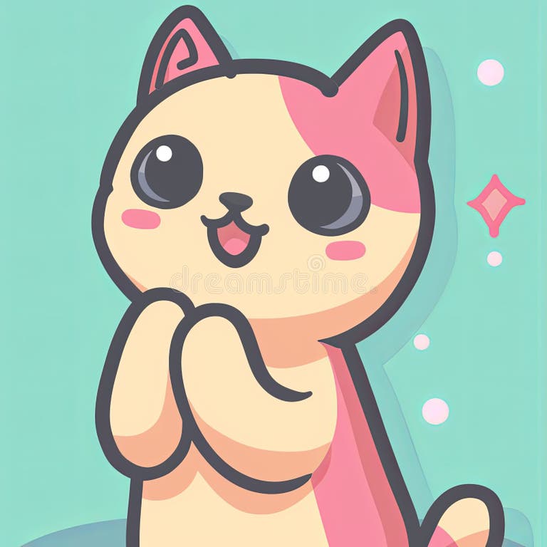 A Cute Cartoon Cat Clapping Hands in Minimal Flat Style Stock ...