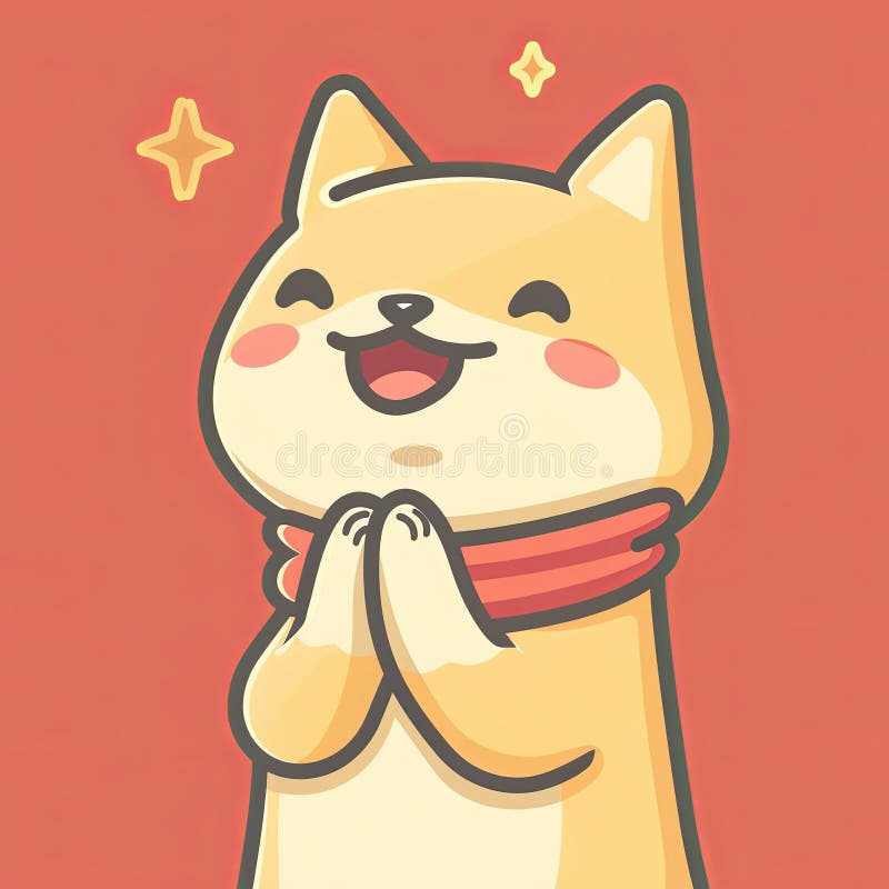 A Cute Cartoon Cat Clapping Hands in Minimal Flat Style Stock ...