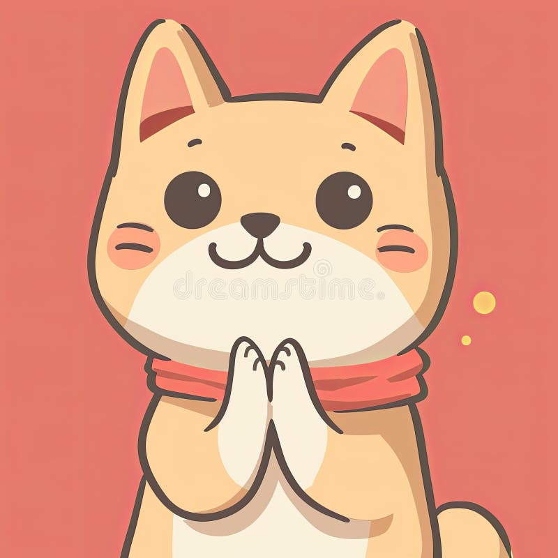 A Cute Cartoon Cat Clapping Hands in Minimal Flat Style Stock ...