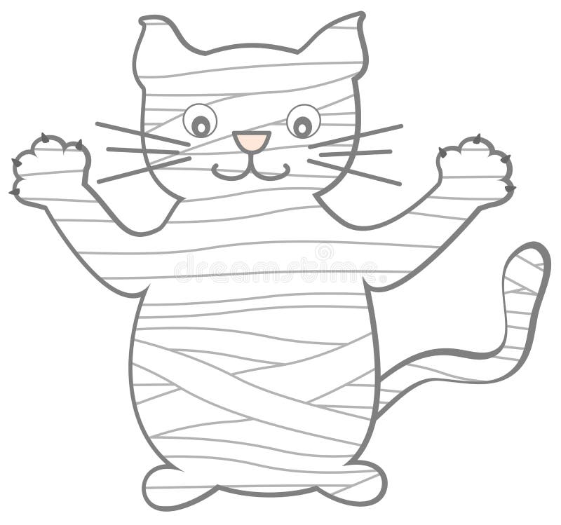 Cute Cartoon Cat Mummy Illustration Stock Vector - Illustration of ...
