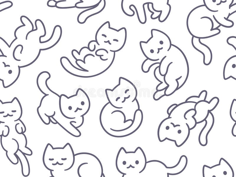 Cute cartoon cat pattern stock vector. Illustration of funny - 167957138