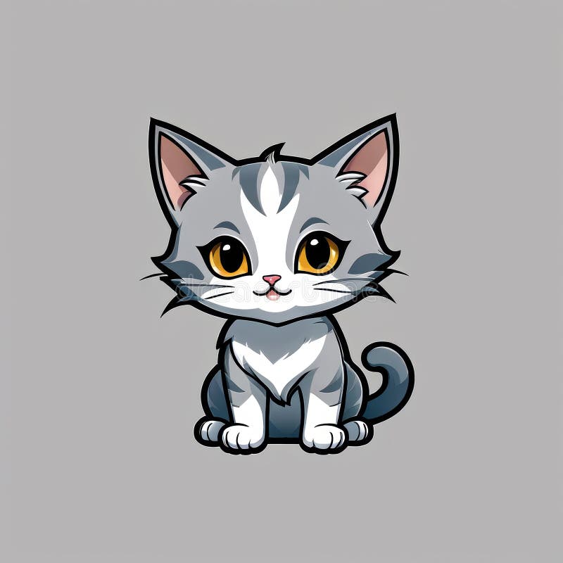 Cute Cartoon Cat Sitting. stock illustration. Illustration of lover ...