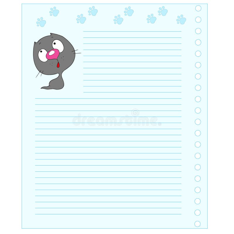 Cute Cartoon Cat. Template Notebook. Cheerful Note Pad. Space for Text ...