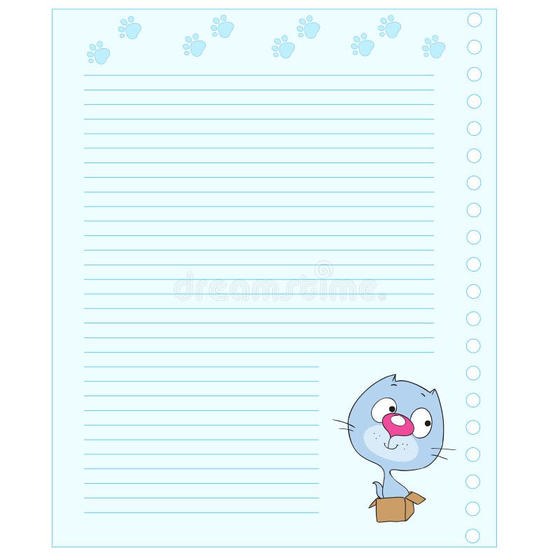Cute Cartoon Cat. Template Notebook. Cheerful Note Pad. Space for Text ...