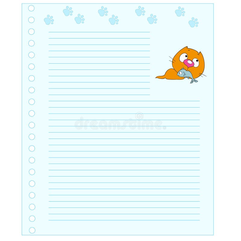 Cute Cartoon Cat. Template Notebook. Cheerful Note Pad. Space for Text ...