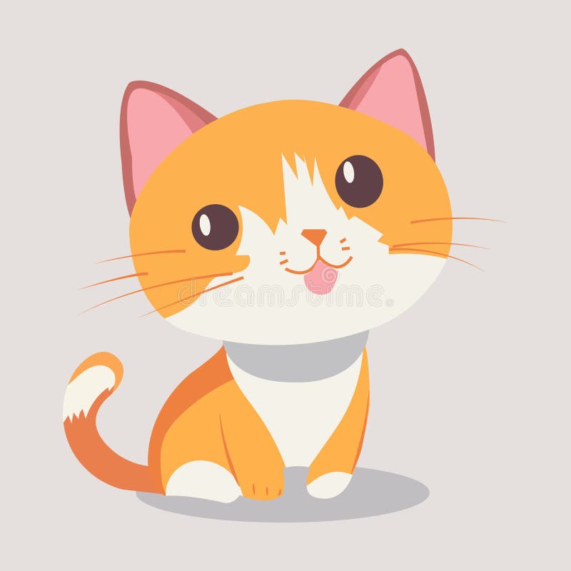 A Cute Cartoon Cat Vector Art Illustration Stock Vector - Illustration ...