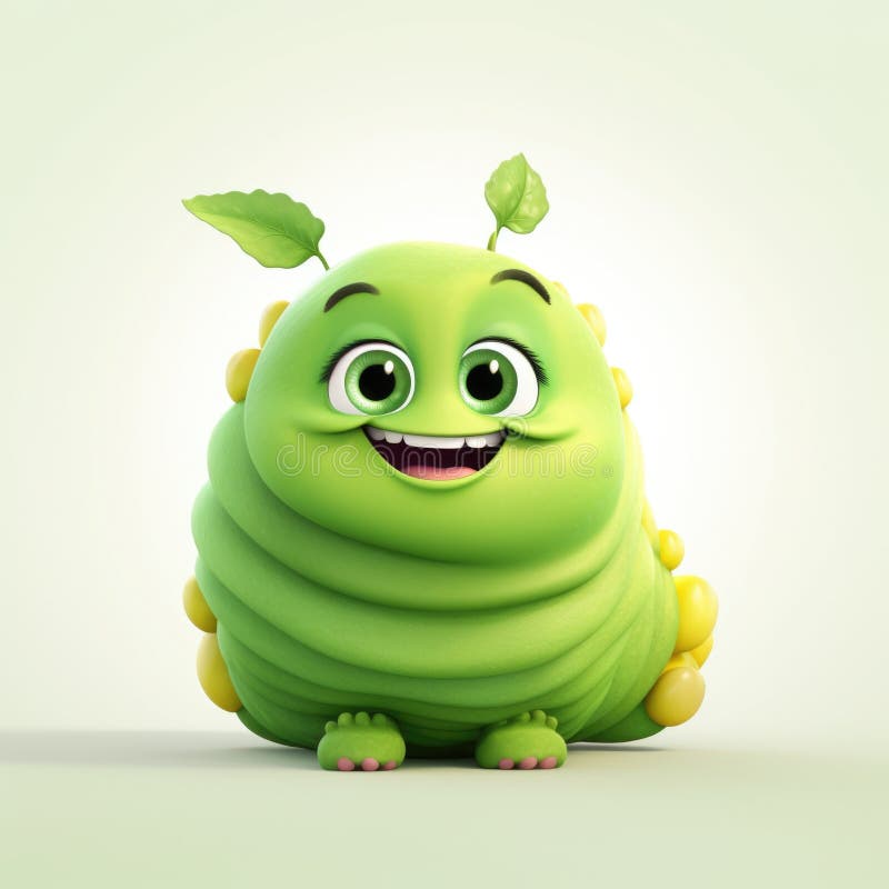 Cute Cartoon Caterpillar Character Stock Illustration - Illustration of ...