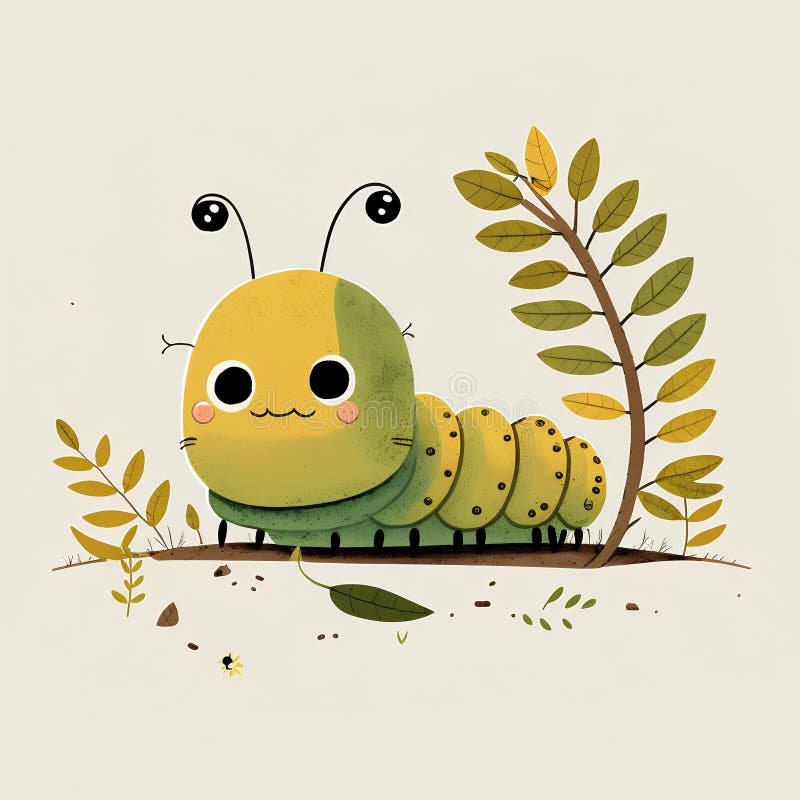 Cute Cartoon Caterpillar. Vector Illustration of a Caterpillar Stock ...