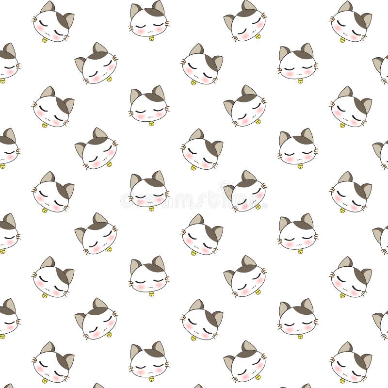 Cute Cartoon Cats Pattern. stock vector. Illustration of white - 61065556