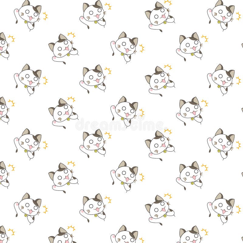 Cute Cartoon Cats Pattern. stock vector. Illustration of beautiful ...