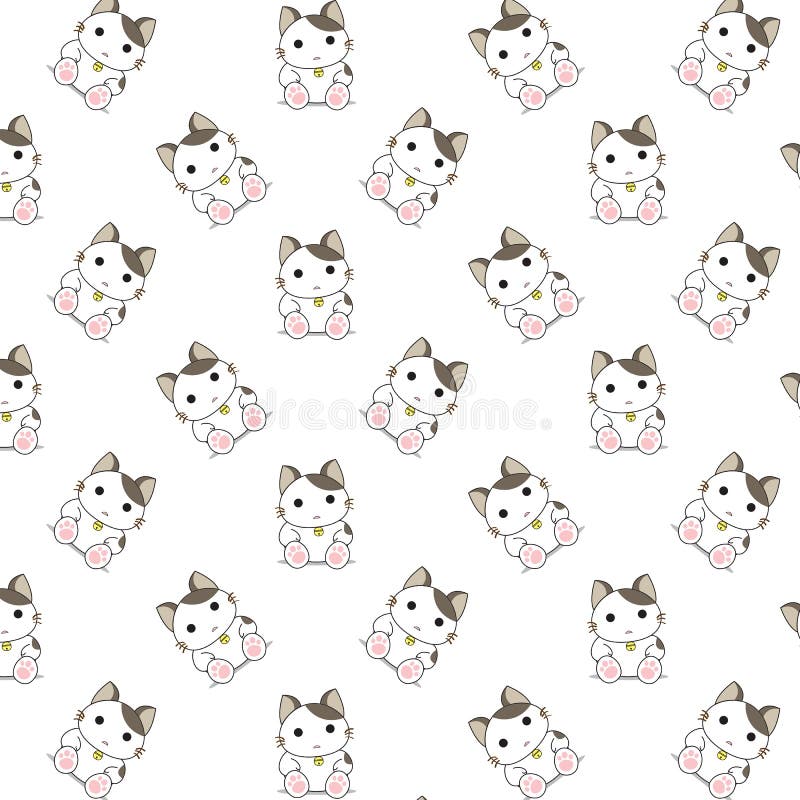 Cute Cartoon Cats Pattern. stock vector. Illustration of beautiful ...