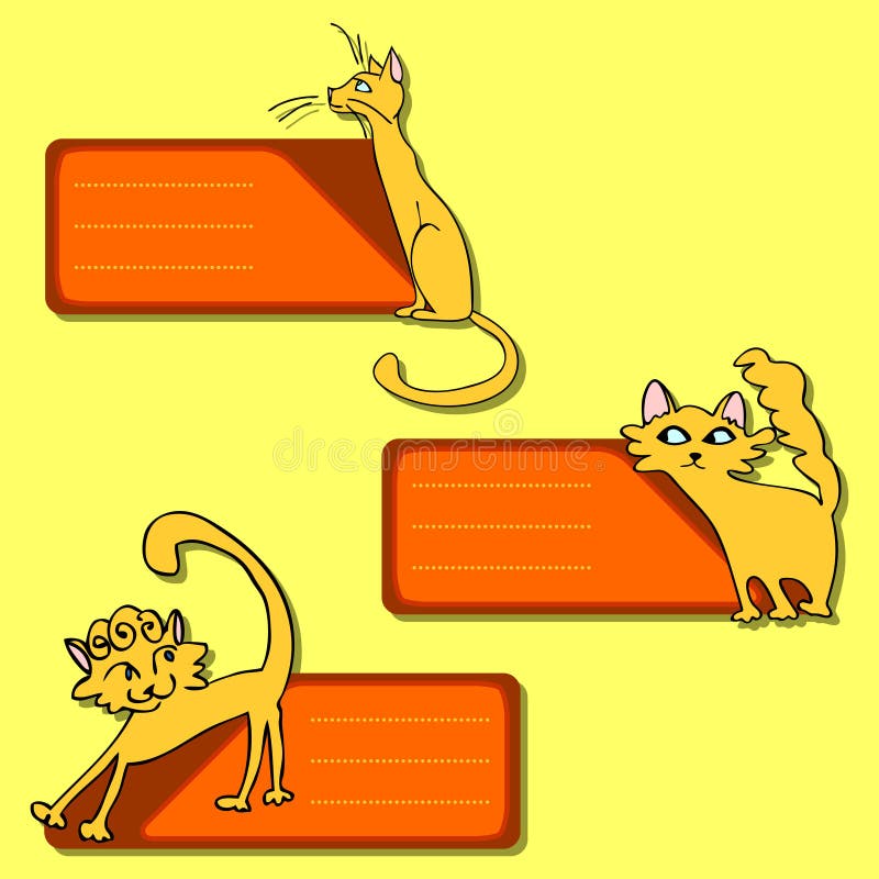 Cute cartoon cats tags stock vector. Illustration of message - 24065192
