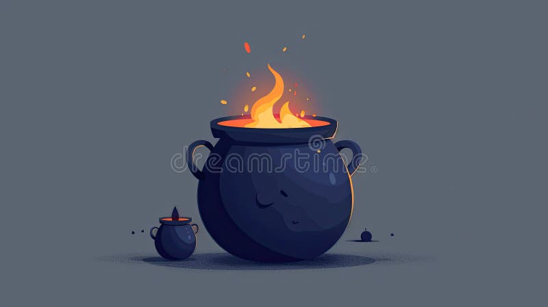 Cute Cartoon Cauldron on a Grey Background Stock Illustration ...