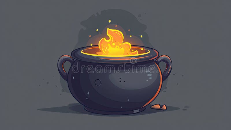 Cute Cartoon Cauldron on a Grey Background Stock Illustration ...