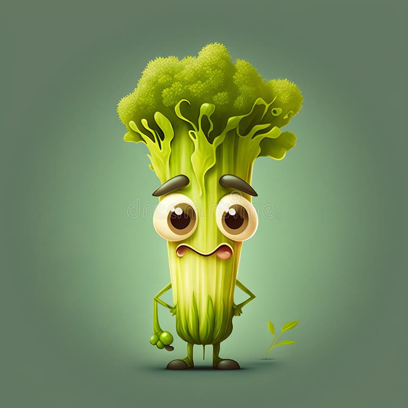 Cute Cartoon Celery Character, Generative AI Stock Illustration ...