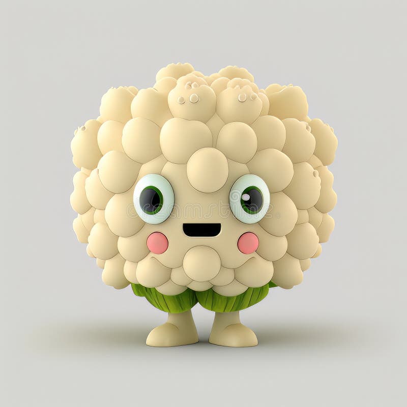 Cute Cartoon Character of an Afraid Cauliflower. Generative Ai Stock ...