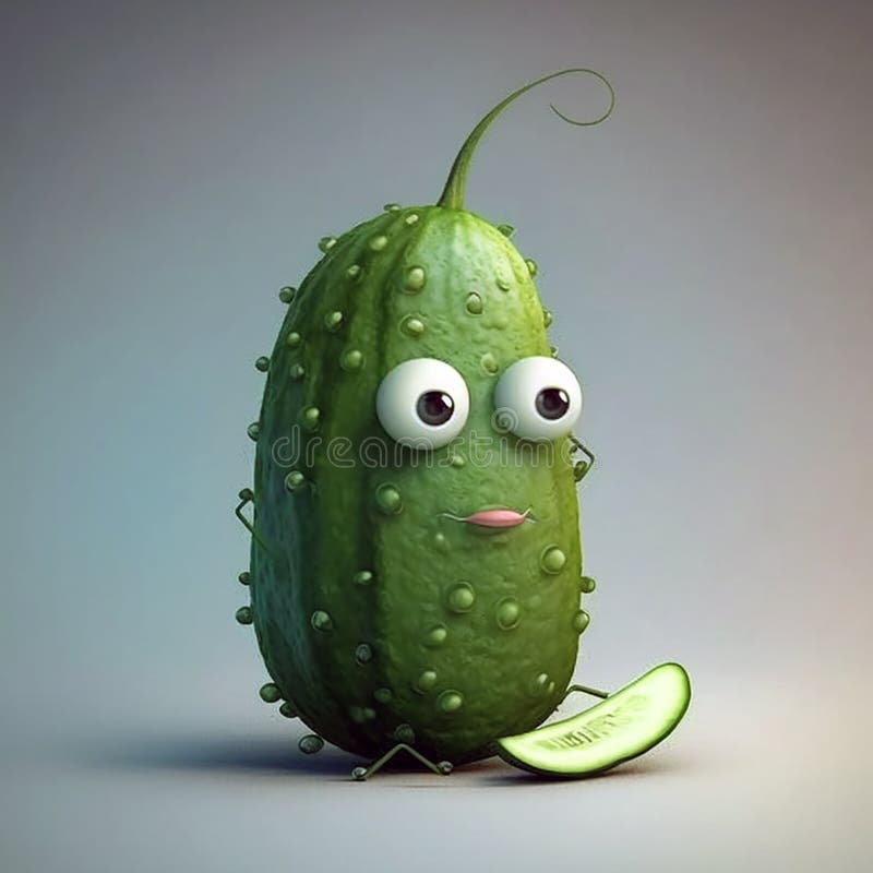 Cute Cartoon Character of Cucumber Using Generative AI Stock ...