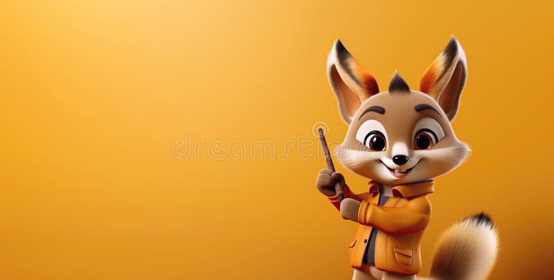 Cute Cartoon Character Hare Rabbit Bunny Points with Pointer at Copy ...