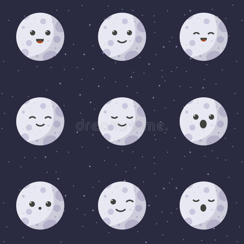Cute Cartoon Character of Moon. Set of Cute Cartoon Planets with ... Cute Cartoon Character of Moon. Set of Cute Cartoon Planets with ...