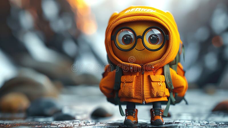 Cute Cartoon Character Ready for Adventure.Whimsical Wonders Stock ...