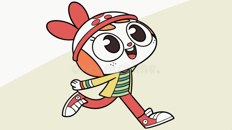 Cute Cartoon Character Running, Dynamic and Fun Illustration Vector ...