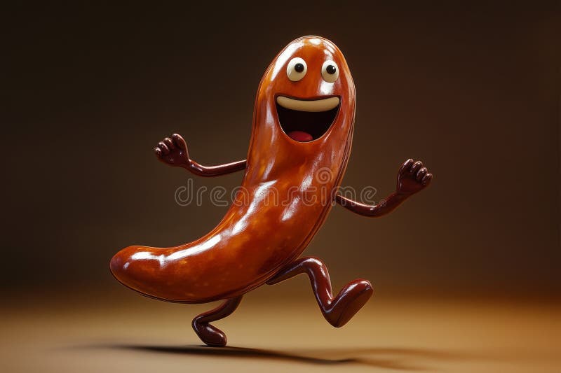 The Cute Cartoon Character of a Running Kidney Bean (in Stock) Stock ...
