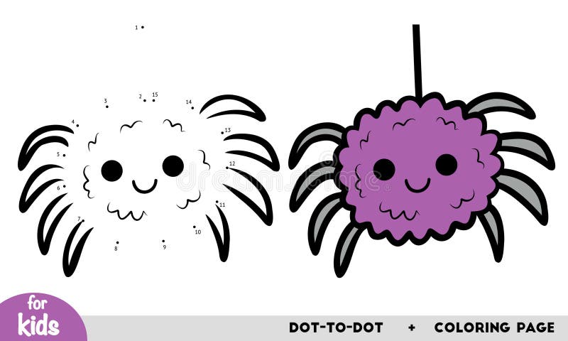 Cute Cartoon Character Spider and Web. Numbers Game, Education Dot To ... Cute Cartoon Character Spider and Web. Numbers Game, Education Dot To ...