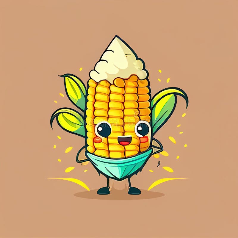 Cute Cartoon Corn On The Cob