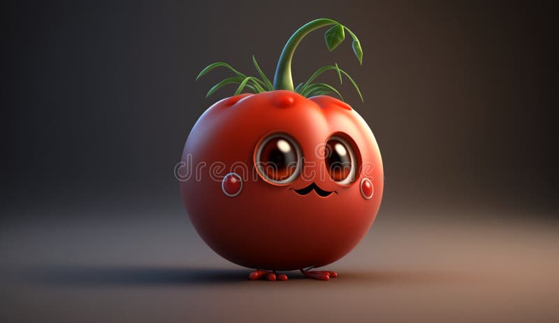 Cute Cartoon Character of Tomato. Generative AI Stock Illustration ...