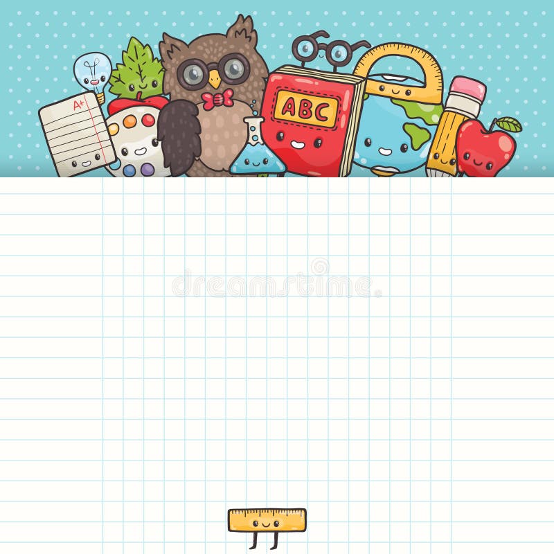 Cute Cartoon Characters. Back To School Background Stock Vector ...