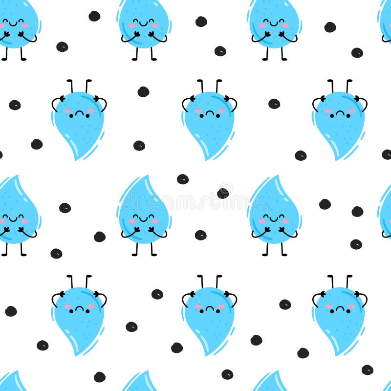 A Drop of Water Smiling. Cute Cartoon Character Blue Water Drop Stock ...
