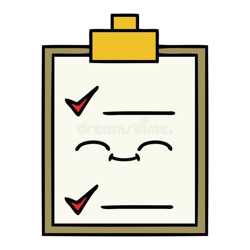 Cute Cartoon of a Check List Stock Vector - Illustration of office ...