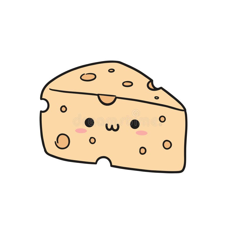 Cute Cartoon Cheese Slice with a Smiling Face Stock Illustration ...