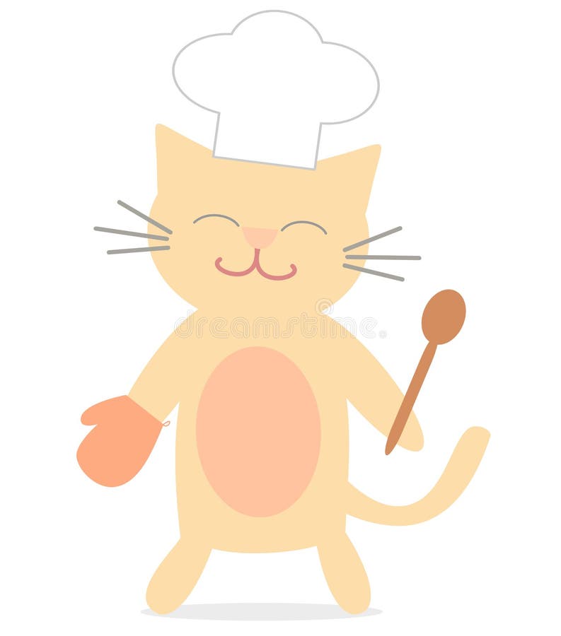 Cute Cartoon Chef Cat Funny Vector Illustration Stock Vector ...