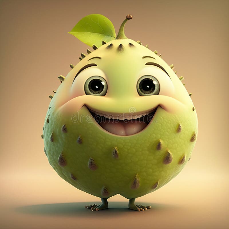 Cute Cartoon Cherimoya Character. Generative Ai Stock Illustration ...