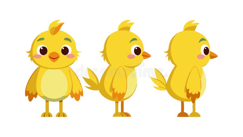 Cute Cartoon Chick Character Design in Different Angles Stock ...