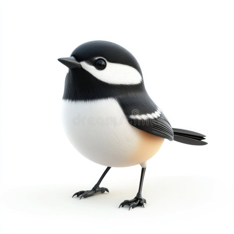 Adorable Cartoon Chickadee Bird, 3D Rendered Illustration Stock ...