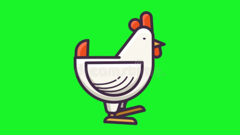 Cute Cartoon Chicken Animation Endless Looping on Green Screen Stock ...