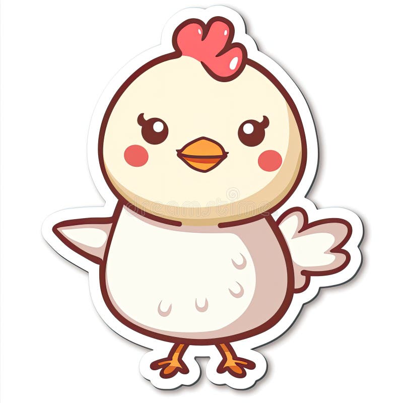 Cute Cartoon Chicken Sticker with Pink Cheeks Generated with AI Stock ...